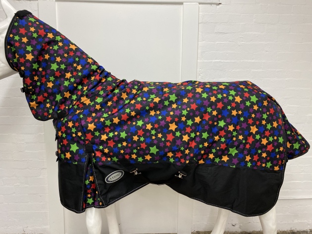 AXIOM 1200D RIPSTOP FANCY STAR/BLACK 220gm PADDOCK HORSE COMBO RUG ...